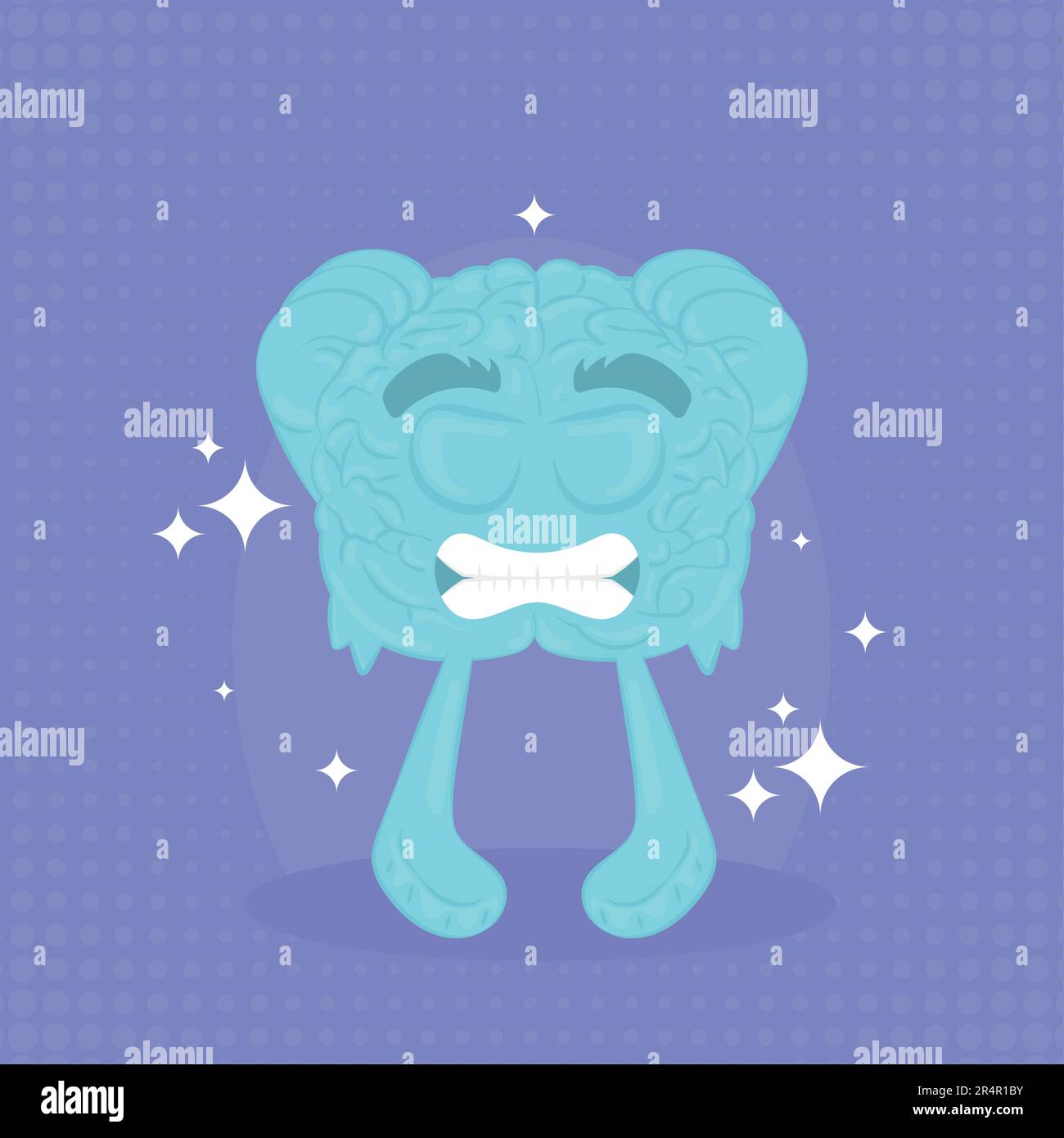 Isolated cute brain cartoon character freezing Vector Stock Vector ...