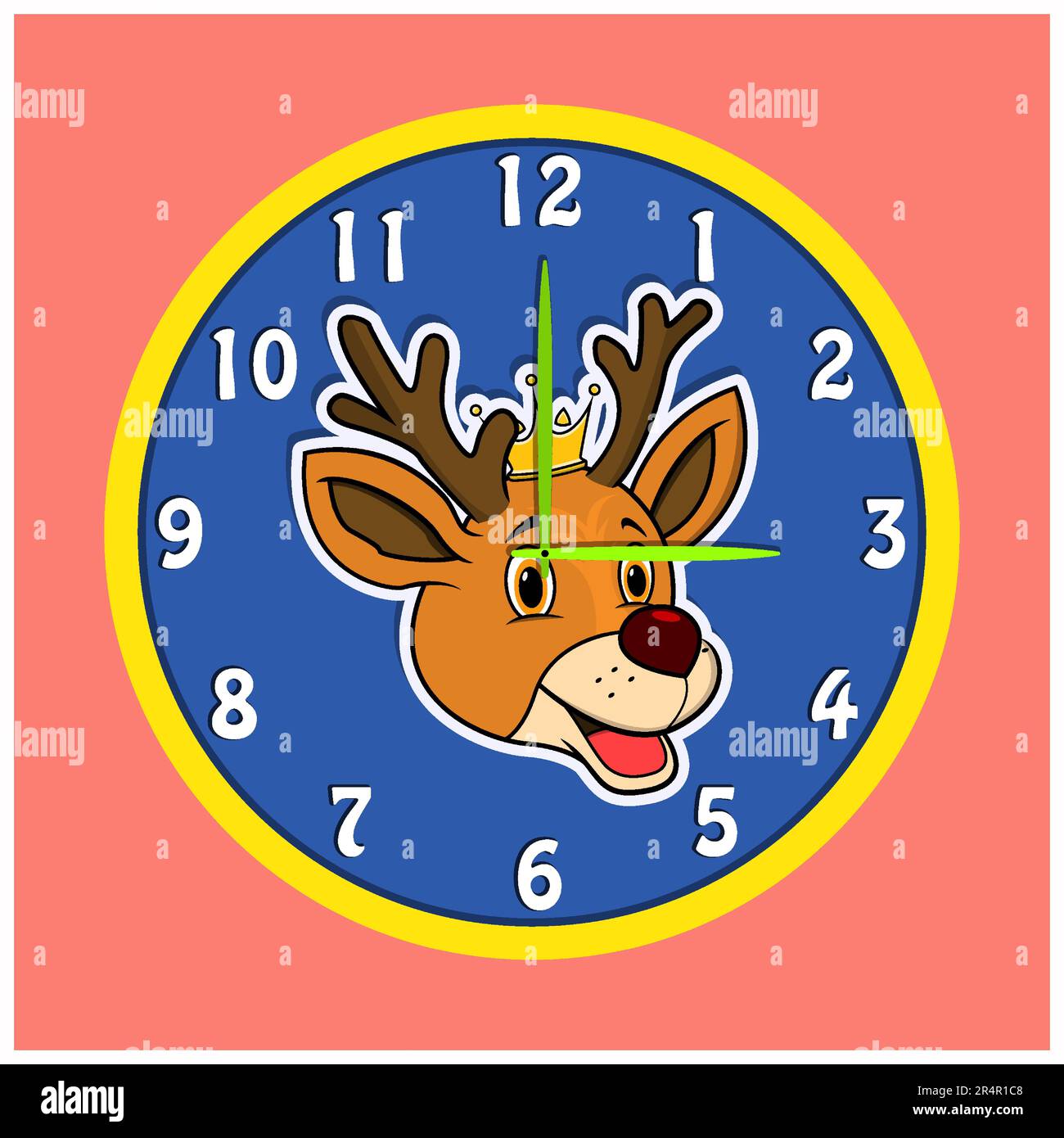 Sticker Animal Head With Crown On Clock. Deer Head. Perfect For ...
