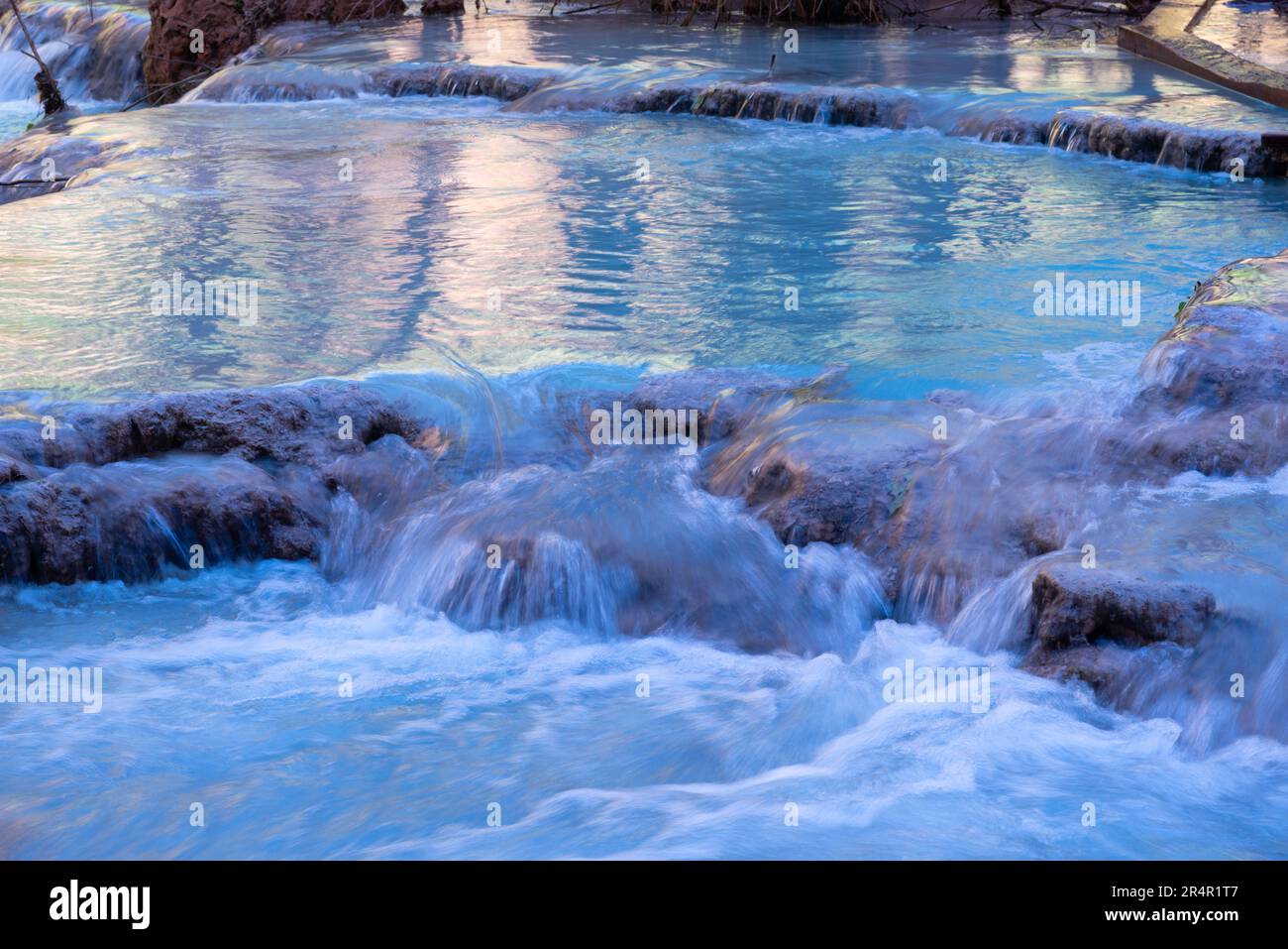 The travertine terraces below Havasu Falls. Supai, Arizona, USA Stock ...