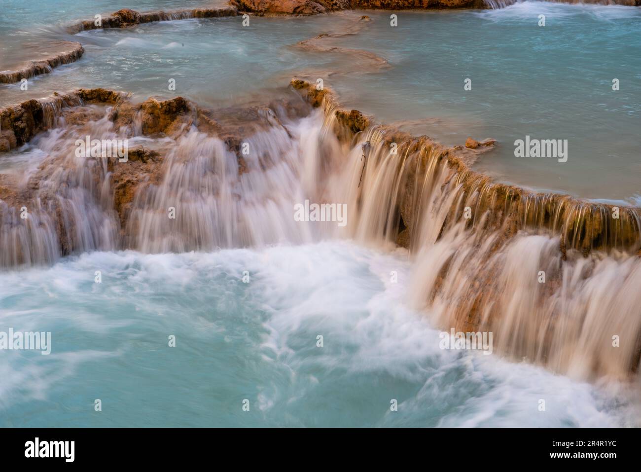The travertine terraces below Havasu Falls. Supai, Arizona, USA Stock ...
