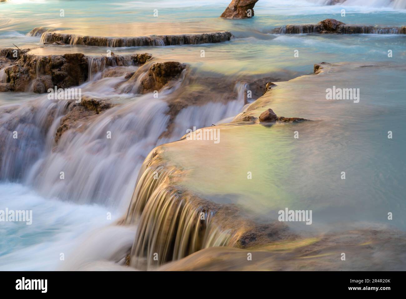 The travertine terraces below Havasu Falls. Supai, Arizona, USA Stock ...