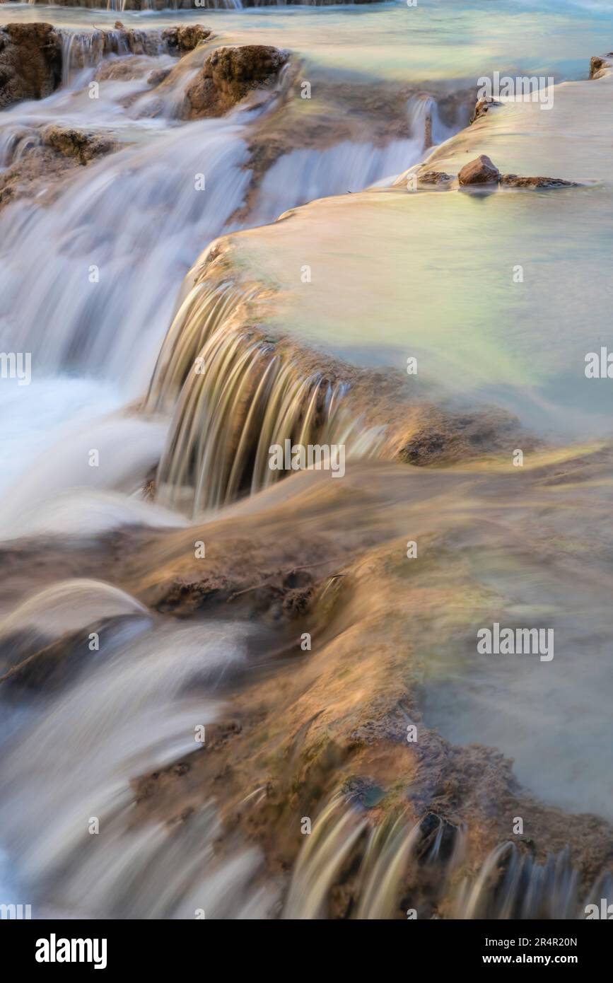 The travertine terraces below Havasu Falls. Supai, Arizona, USA Stock ...
