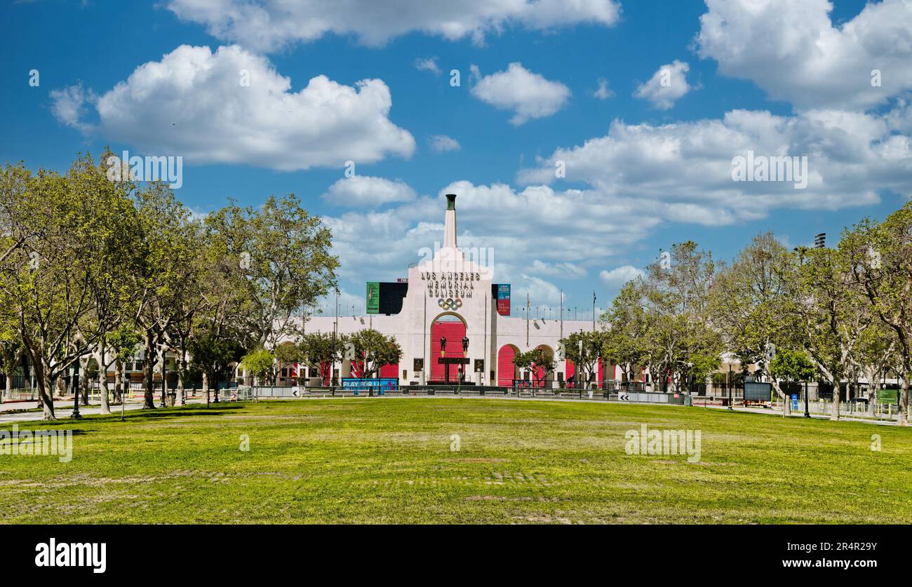 LOS ANGELES - April 20, 2023: The Los Angeles Memorial Coliseum, in the ...