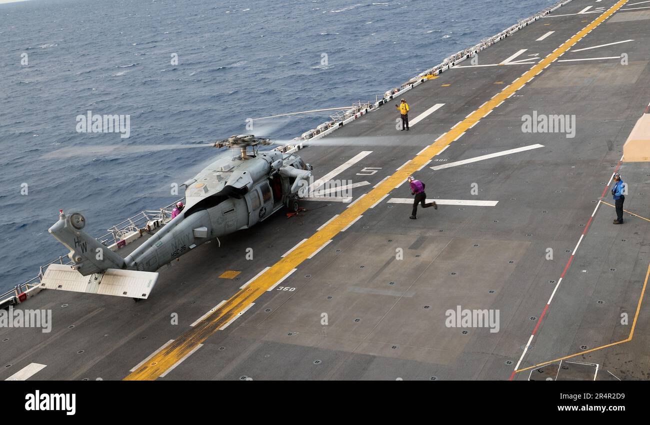 ATLANTIC OCEAN (May 17, 2023) Sailors assigned to the Wasp-class ...