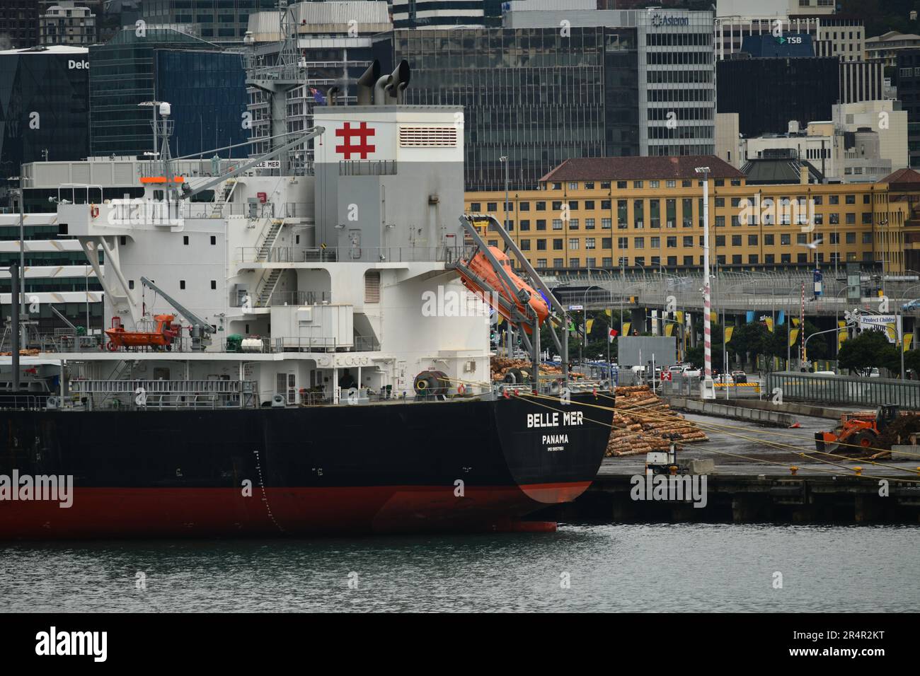 WELLINGTON, NEW ZEALAND, MAY 19, 2023: Cargo for the Panamanian bulk ...