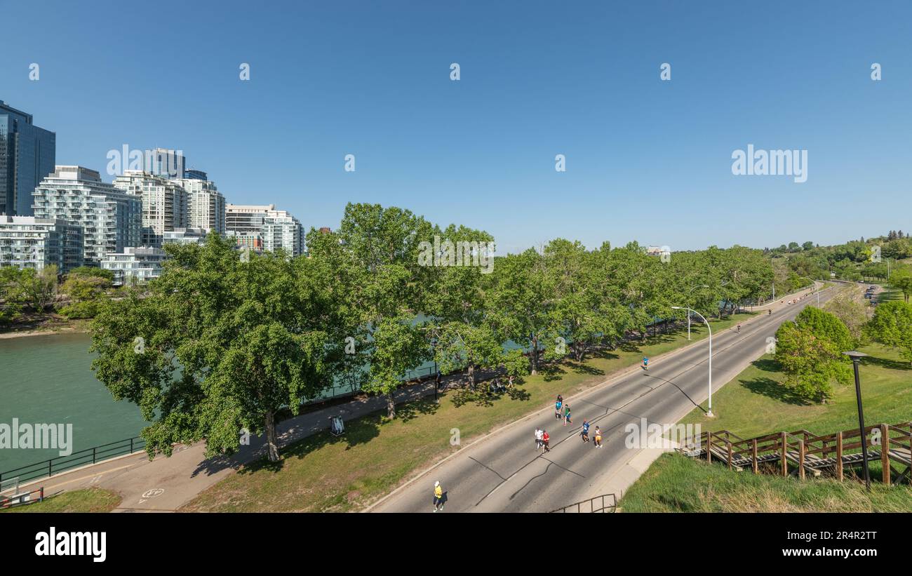 Calgary city views along Memorial Drive during spring summer time ...