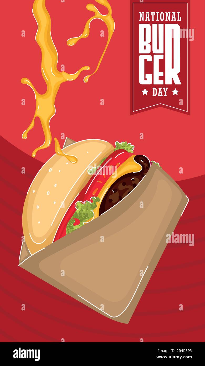 National burger day vertical template with cheeseburger Vector Stock ...
