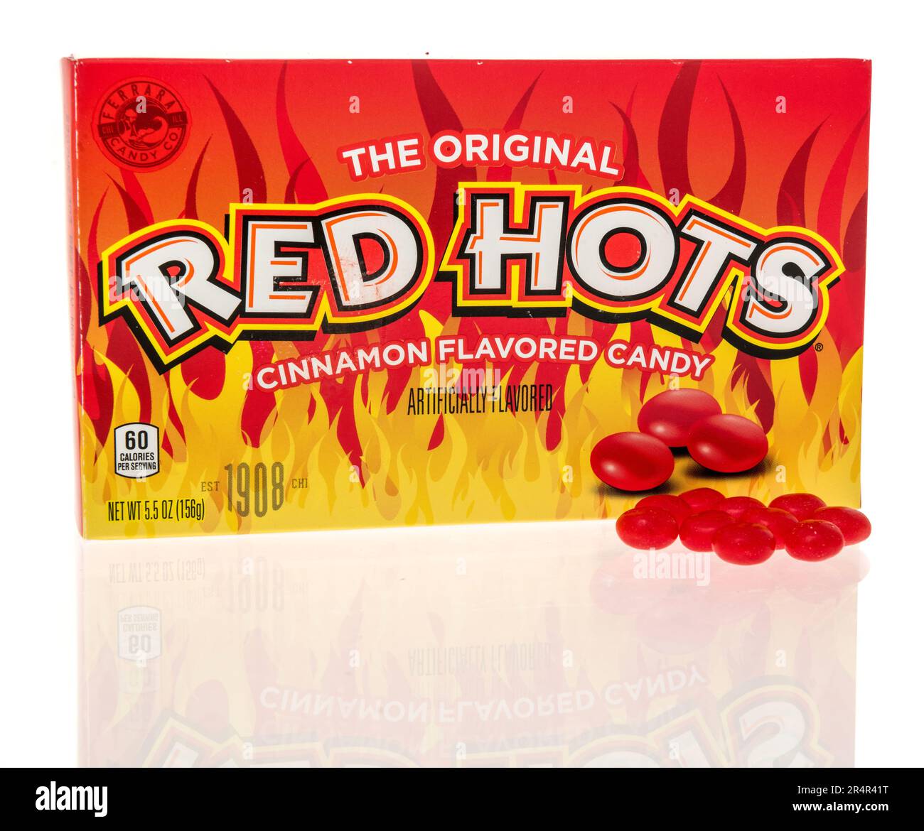 Winneconne Wi 16 April 2023 A Package Of Red Hots Candy On An Isolated Background Stock