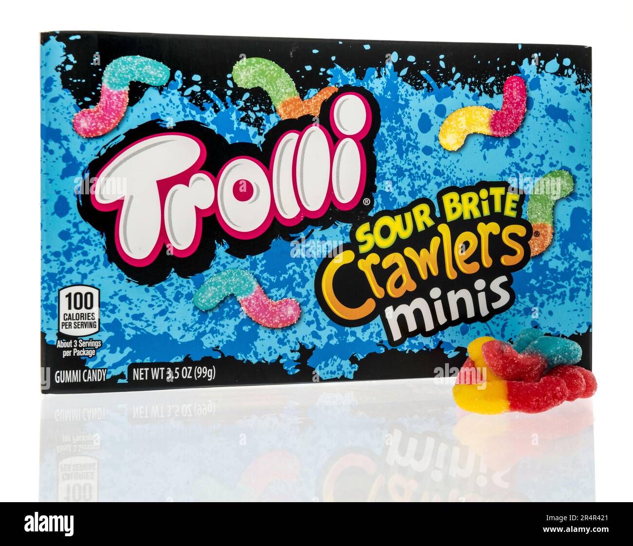 Winneconne, WI - 16 April 2023: A package of Trolli sour brite crawlers ...