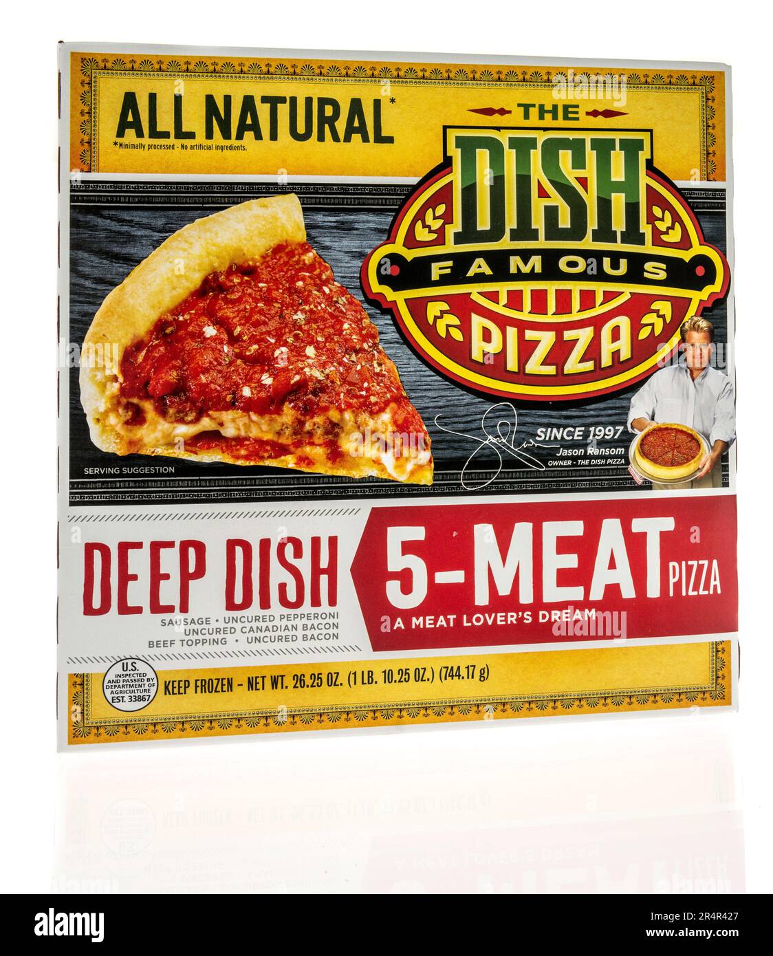 Winneconne, WI - 16 April 2023: A package of The dish famous pizza deep ...