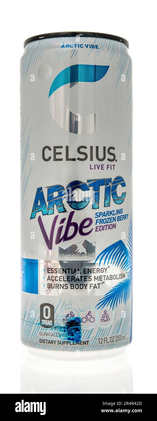 Winneconne, WI - 16 April 2023: A can of Celsius live fit artic vibe ...