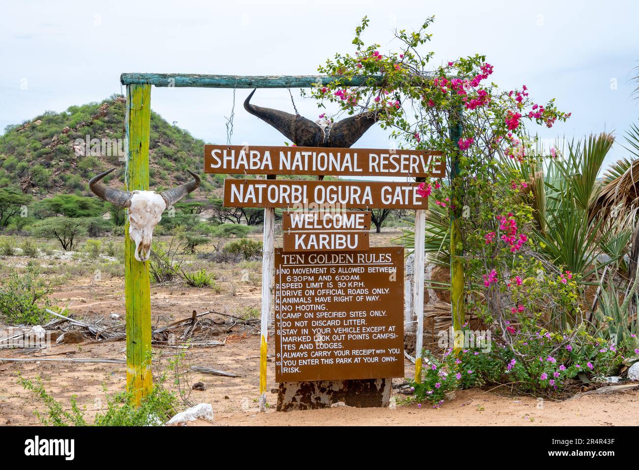 Sign at the entrace to Shaba National Reserve. Kenya, Africa Stock Photo - Alamy