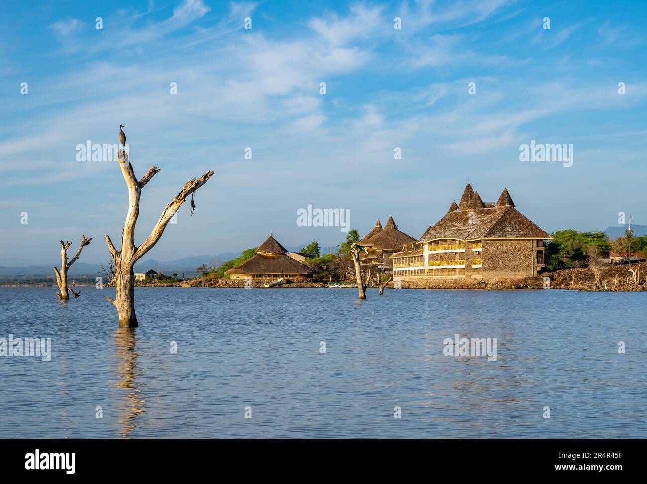 A luxury wildness lodge on the shore of Lake Baringo. Kenya, Africa ...