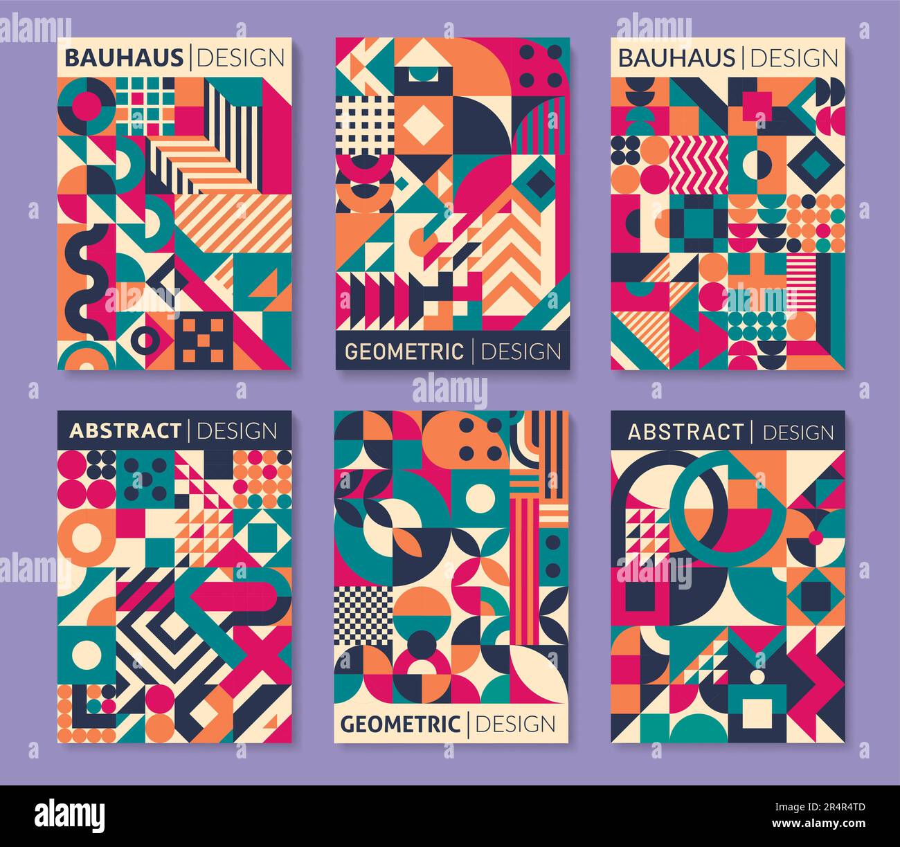 Geometric bauhaus posters and abstract patterns. Vector backgrounds of simple geometric shapes ...