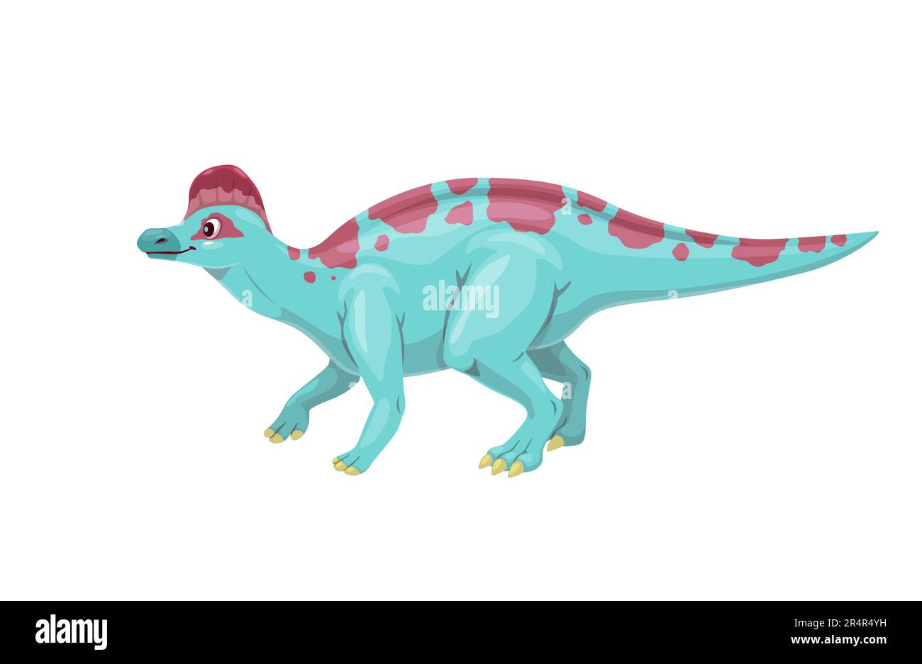Cartoon corythosaurus dinosaur character. Isolated vector duck-billed ...