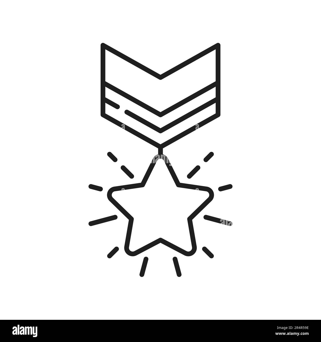 Star bonus medal award isolated reward grade rank outline icon. Vector ...
