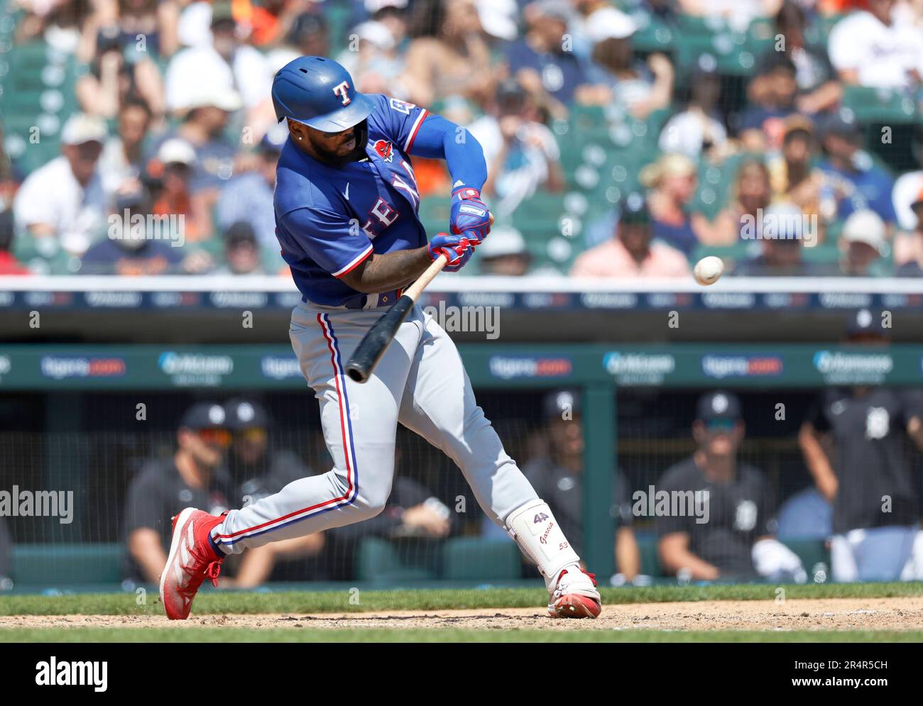 Texas Rangers' Adolis Garcia (53) bat against the Detroit Tigers during ...