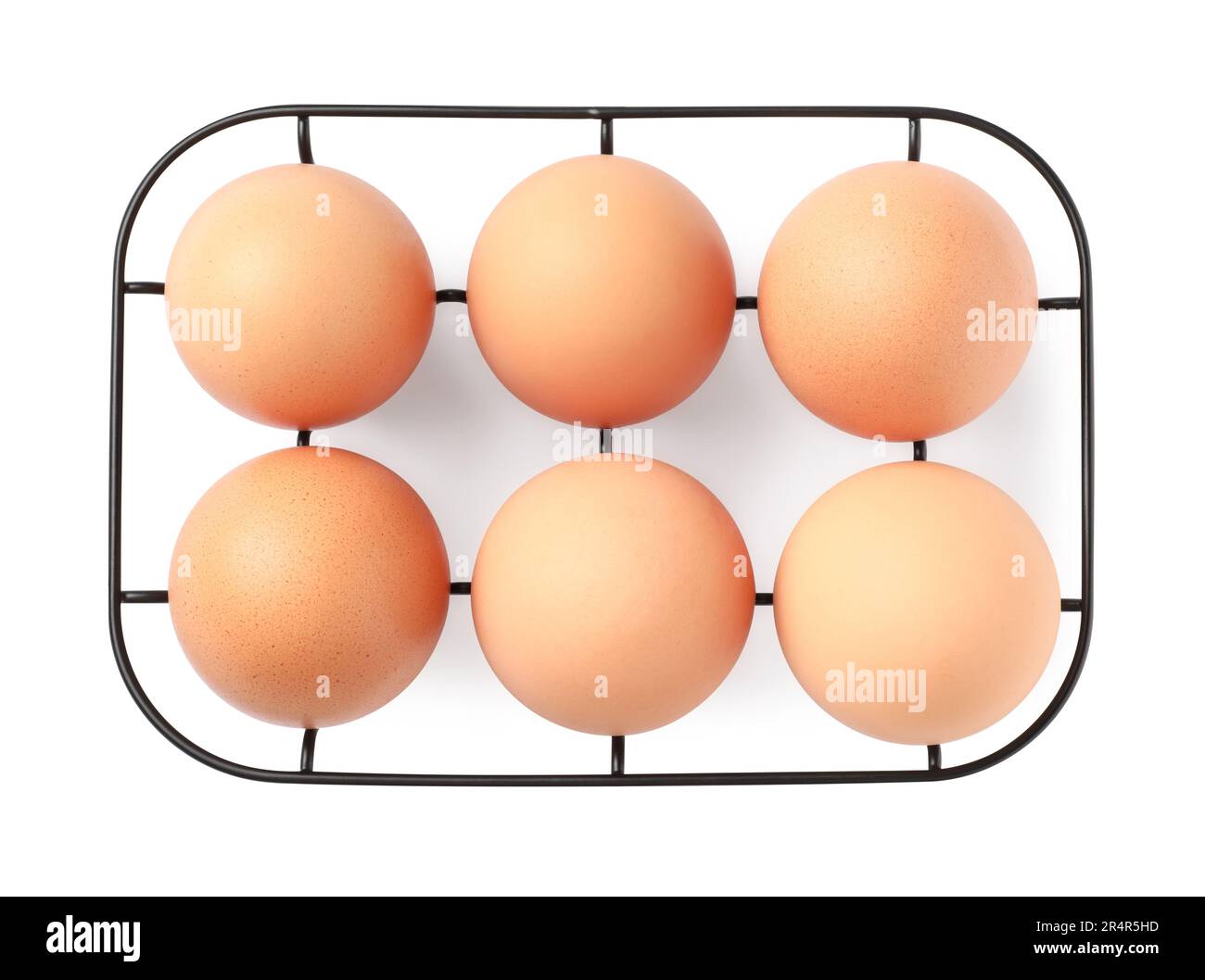 Metal egg tray on white background, top view Stock Photo - Alamy