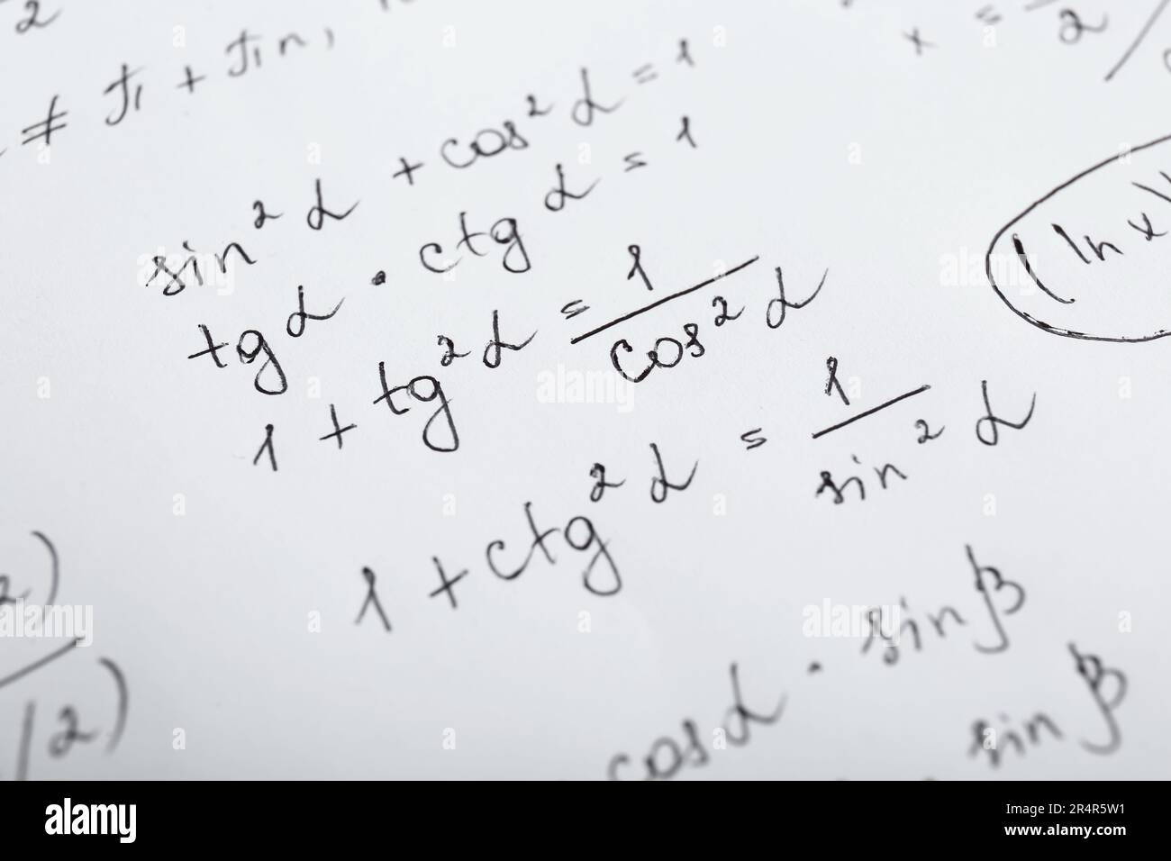 Sheet of paper with different mathematical formulas, closeup Stock ...
