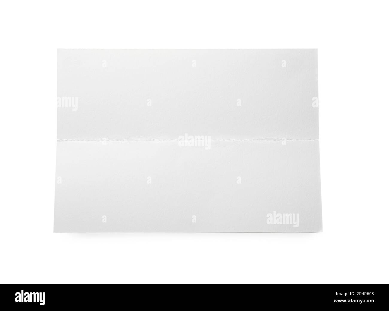 Blank paper sheet with crease isolated on white, top view Stock Photo ...