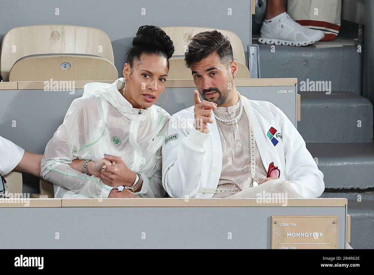 Paris, France. 29th May, 2023. Zaho, Florent Mothe in stands during ...