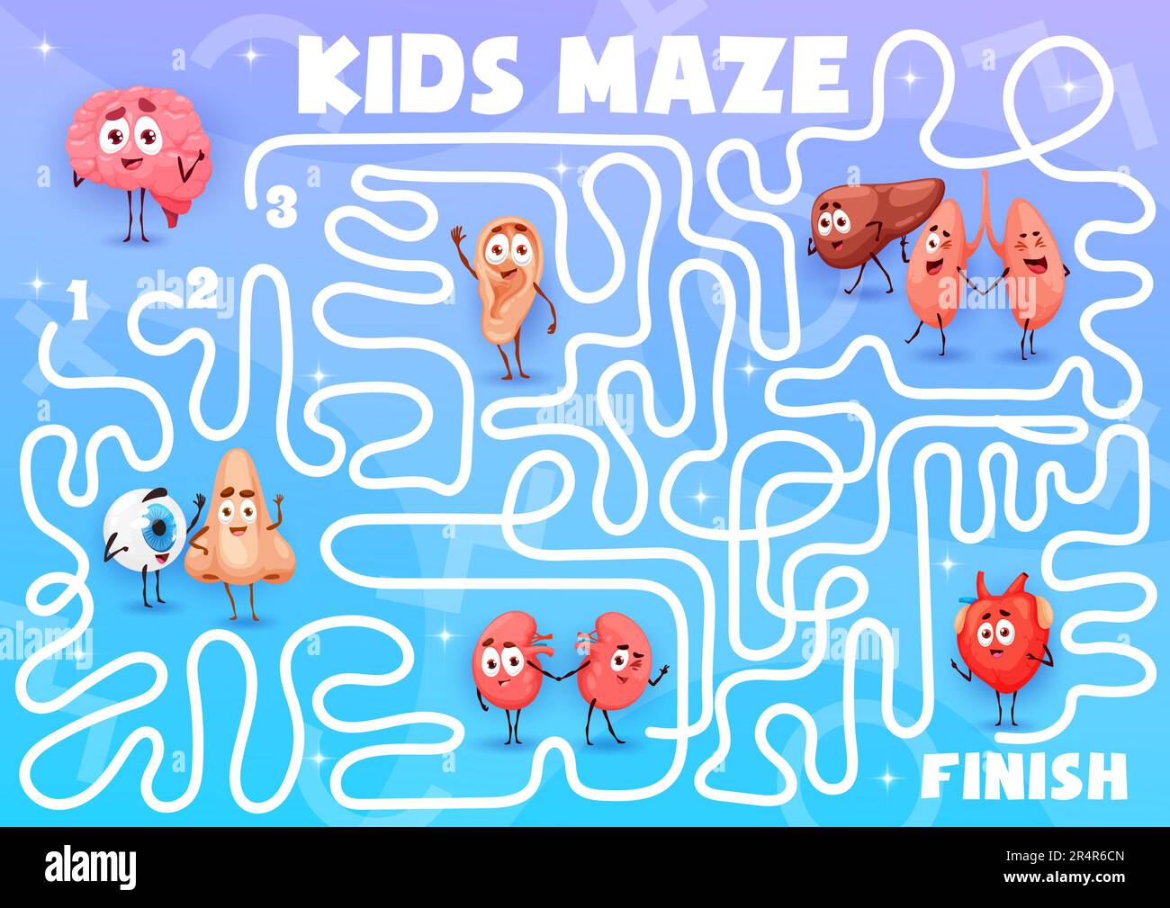 Labyrinth maze with cartoon human organ characters. Kids vector ...