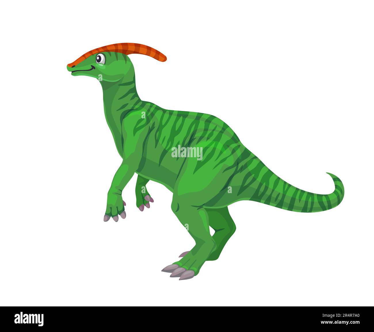 Cartoon Parasaurolophus dinosaur character. Paleontology extinct animal ...
