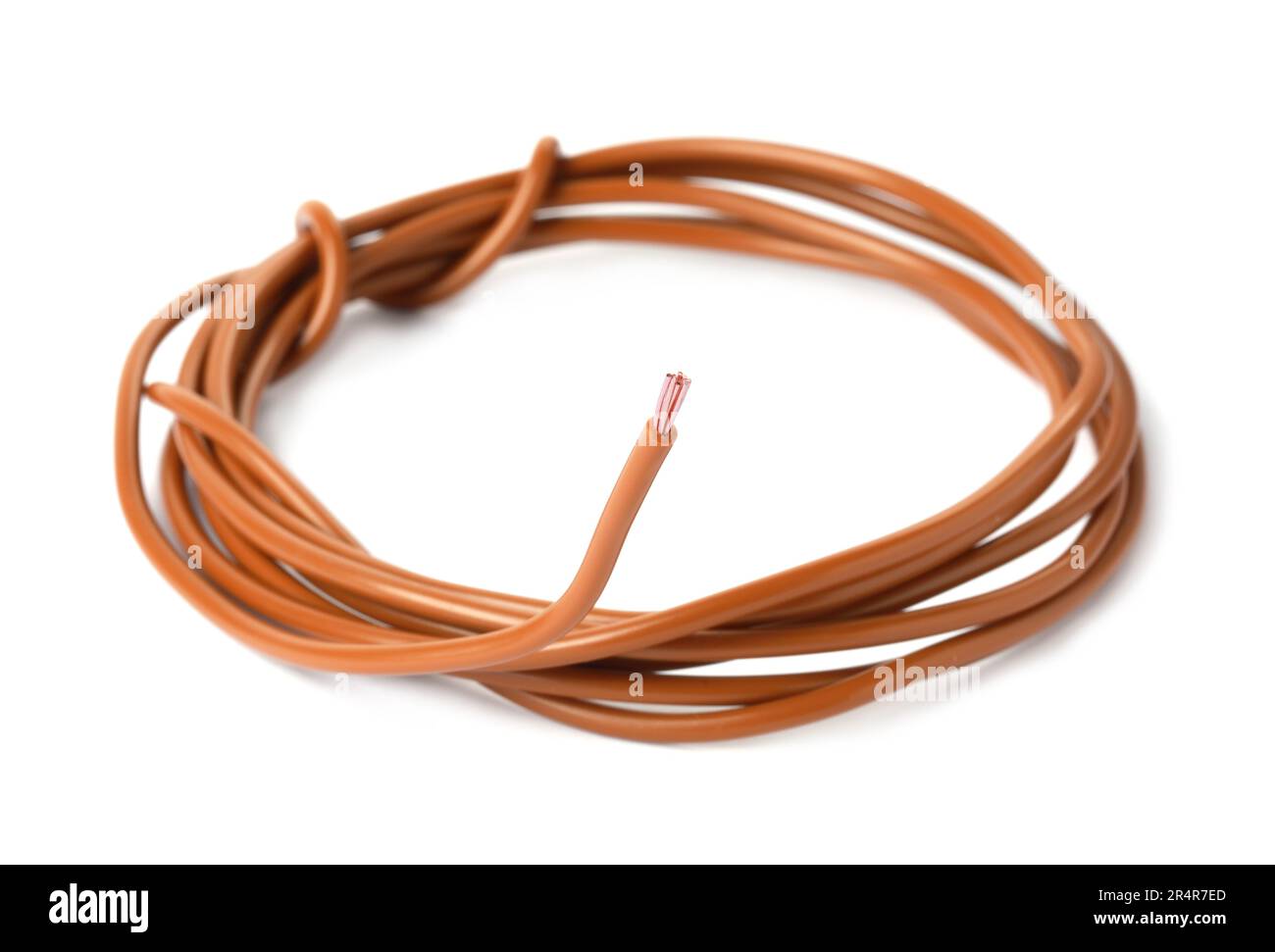 One new electrical wire isolated on white Stock Photo - Alamy