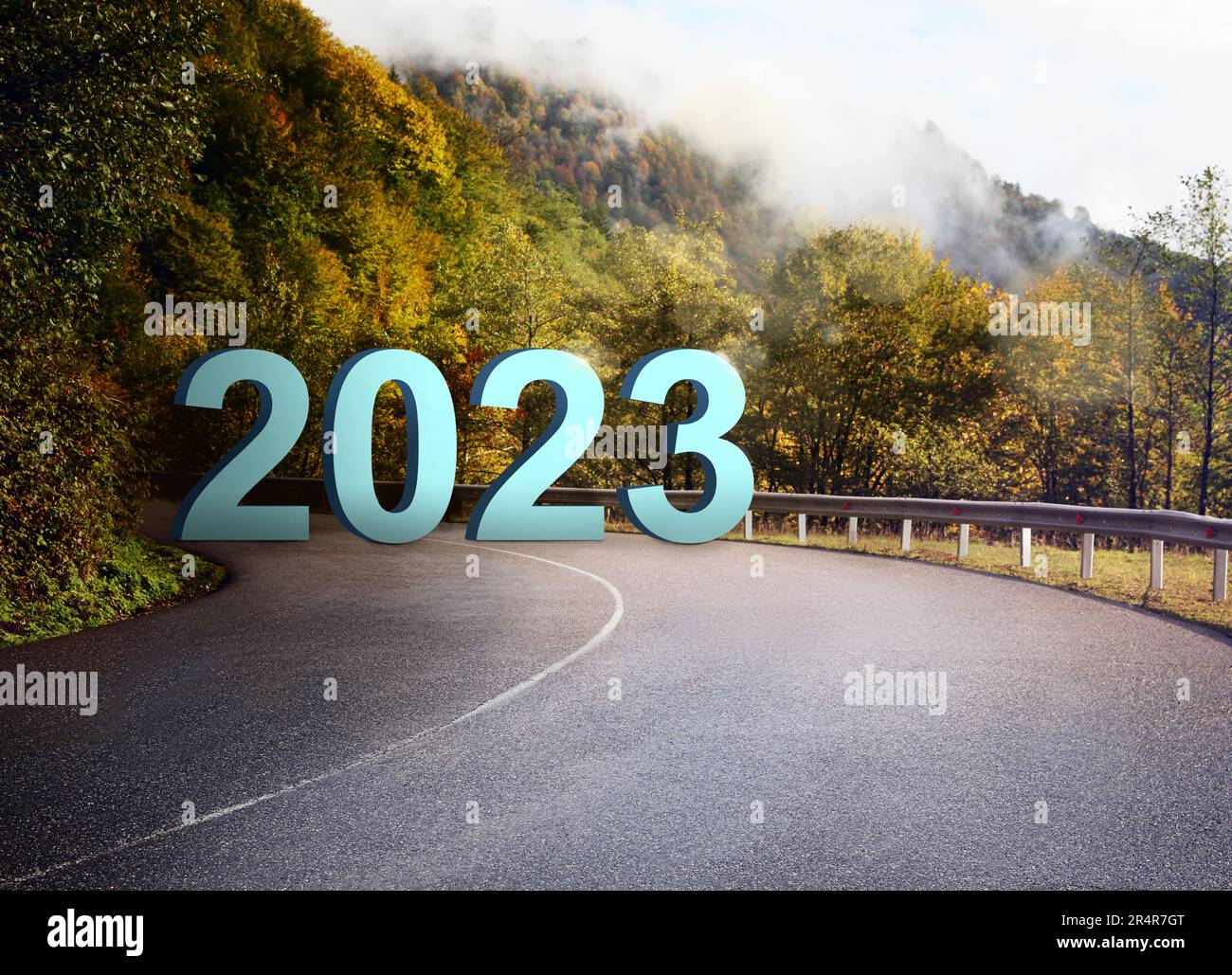 Start of new 2023 year. Asphalt road leading to numbers Stock Photo - Alamy