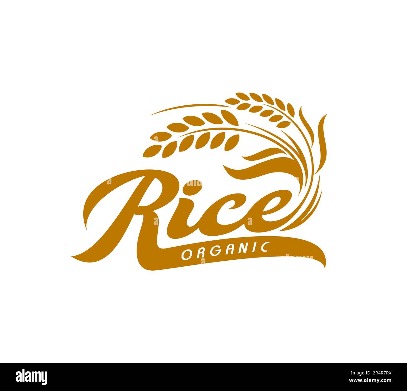 Rice icon, organic farm cereal food symbol. Agriculture company ...