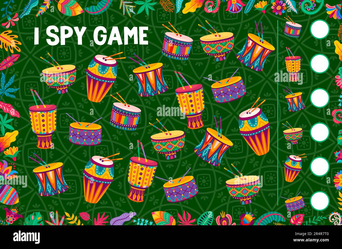 I spy game worksheet counting of african or brazilian drums. Kids ...