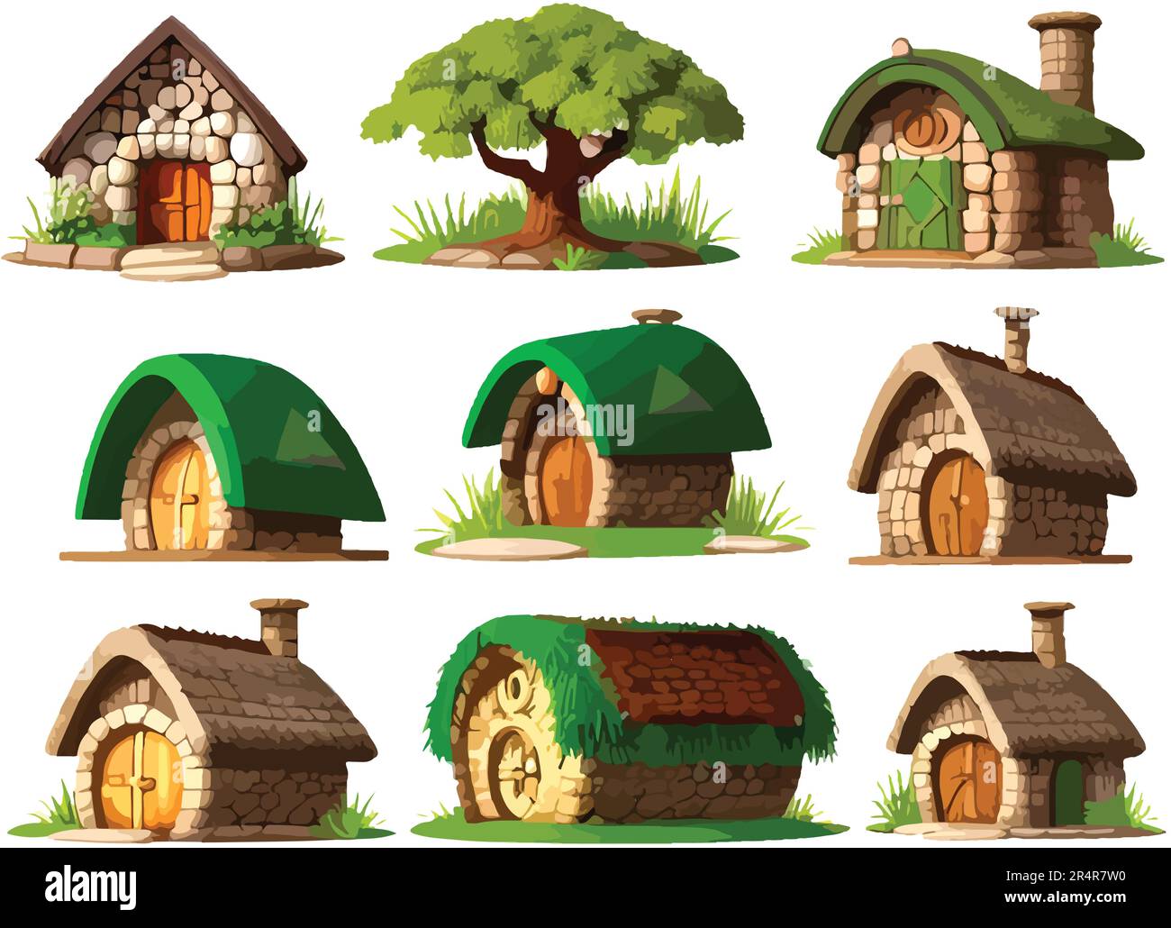 Beautiful Dwarf And Hobbit House Vector Set Stock Vector Image And Art Alamy
