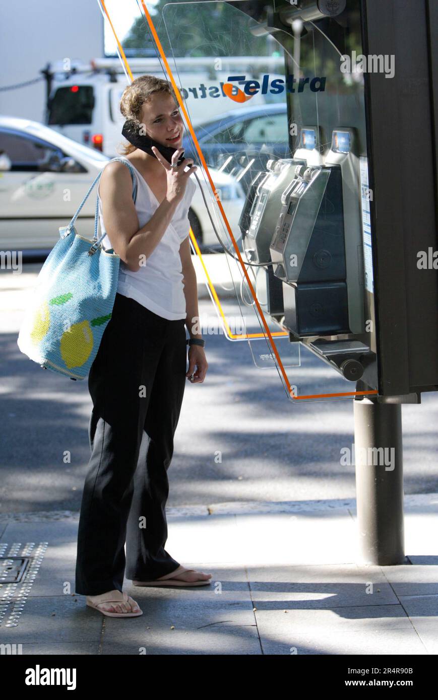 A contemporary Telstra pay-phone booth on Saint James Road near Hyde ...