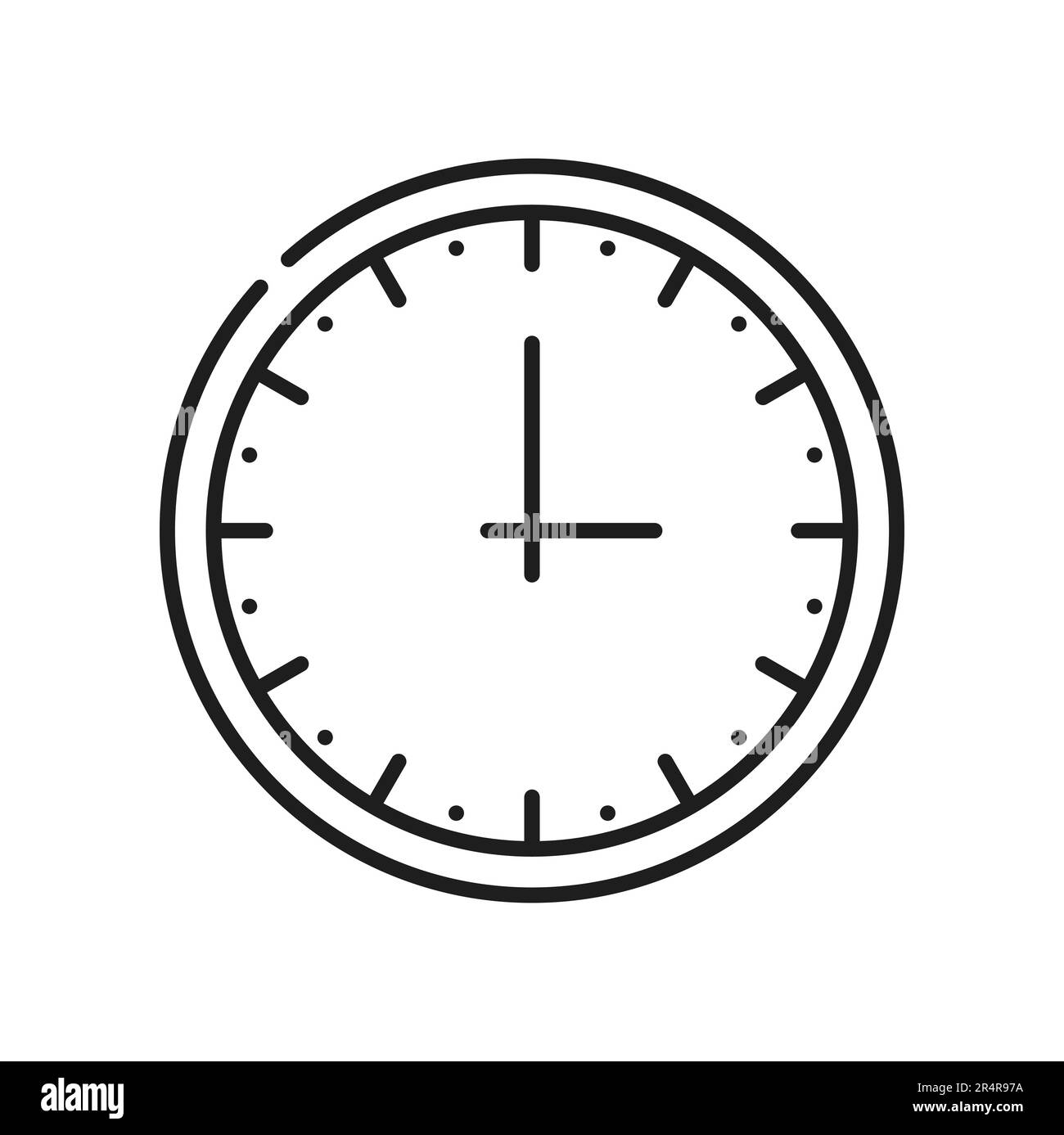 Clock timer watch with dial face hands, outline icon. Vector alarm ...