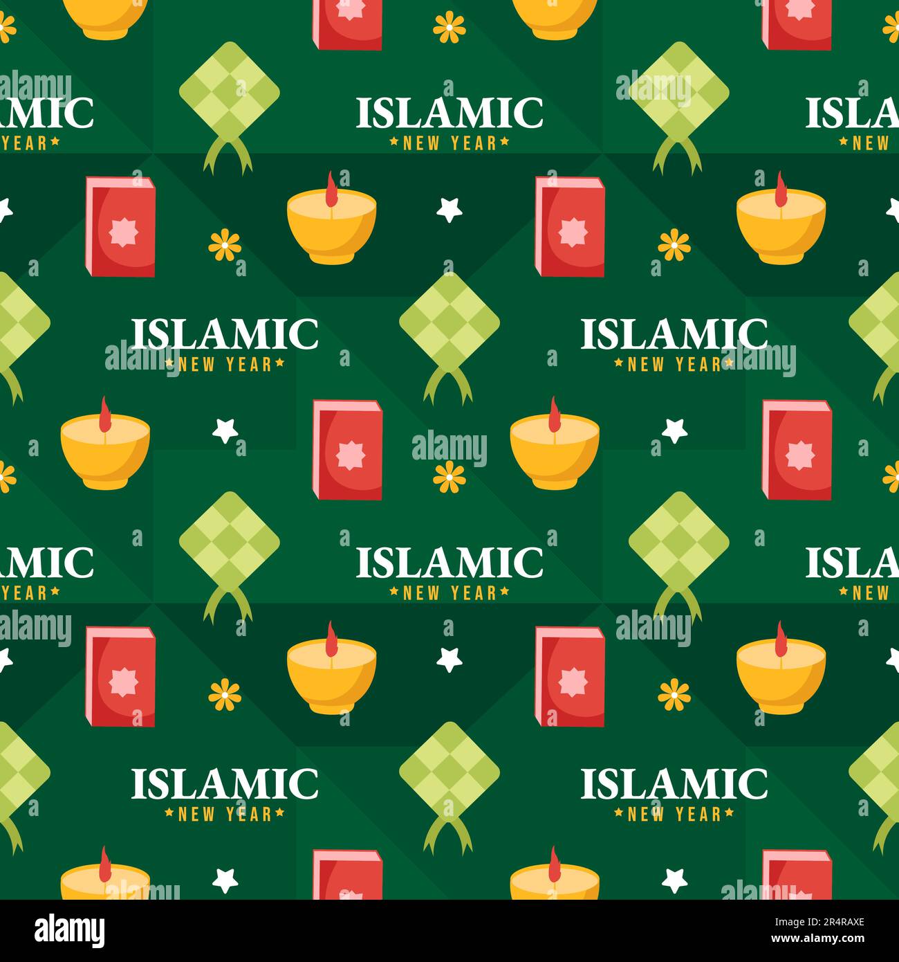 Happy Islamic New Year Seamless Pattern Design Flat Illustration with ...