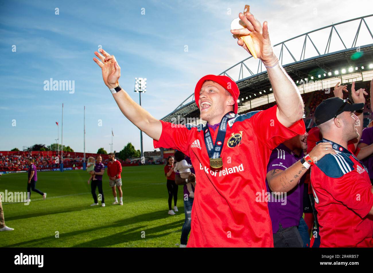 Limerick, Ireland. 29th May, 2023. Mike Haley celebrates during Munster ...