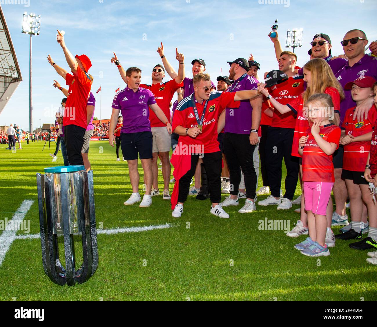 Limerick, Ireland. 29th May, 2023. Munster players celebrate with a ...