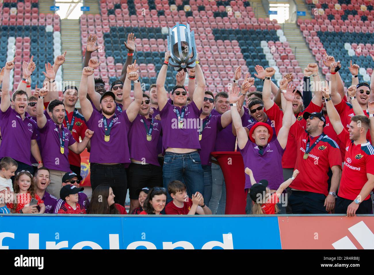 Limerick, Ireland. 30th May, 2023. Munster players celebrate with a ...