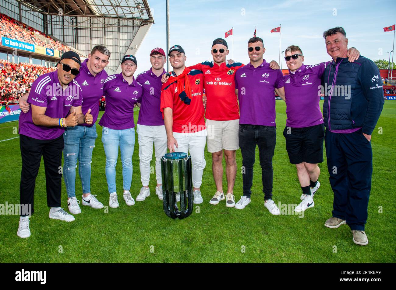 Limerick, Ireland. 30th May, 2023. Munster players celebrate with a ...