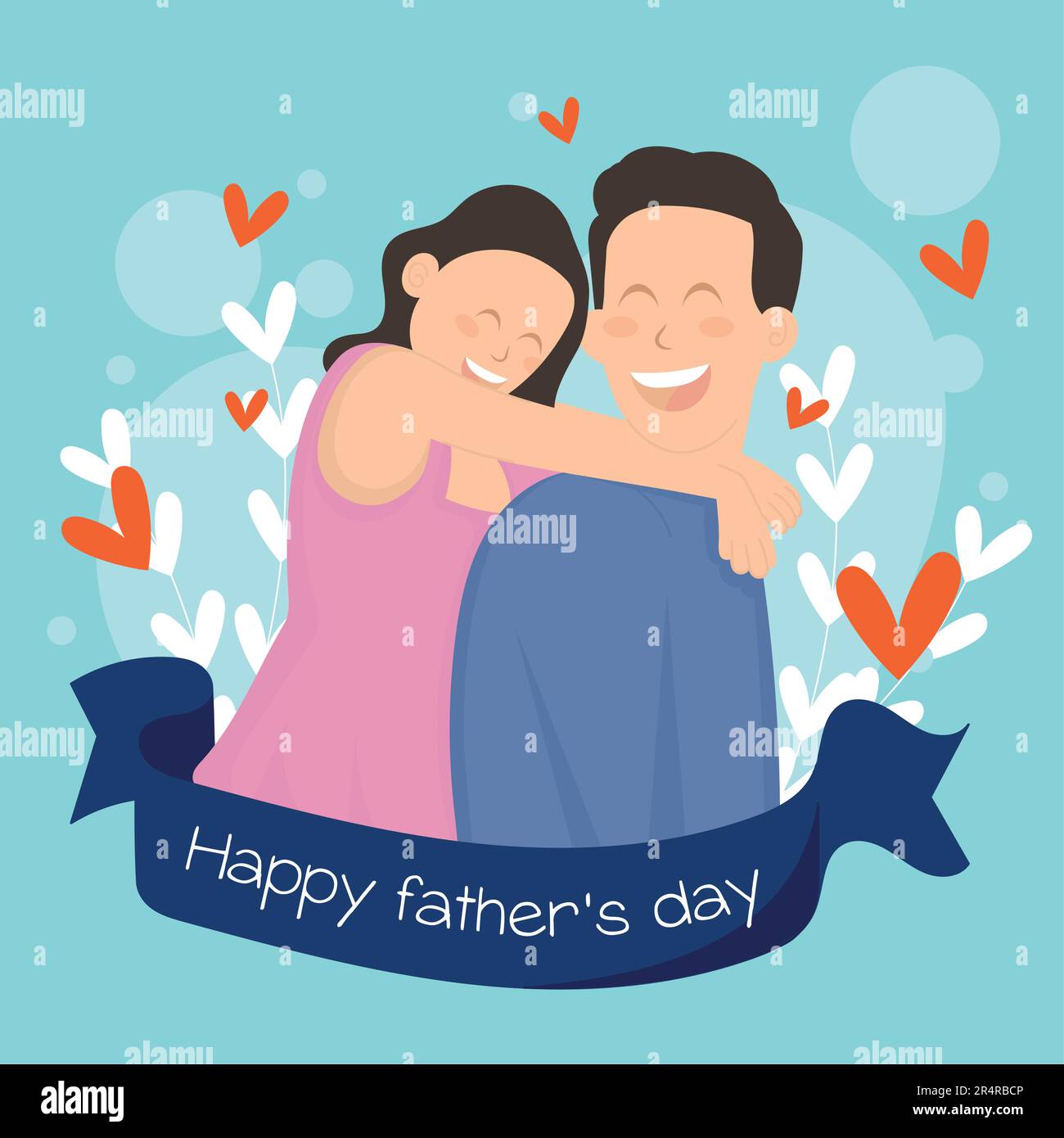 Cute father character being hugged by his daughter Happy father day ...