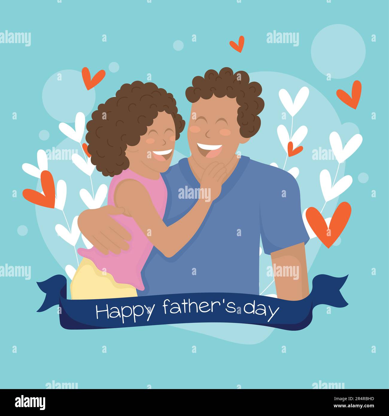 Cute father character being hugged by his daughter Happy father day ...