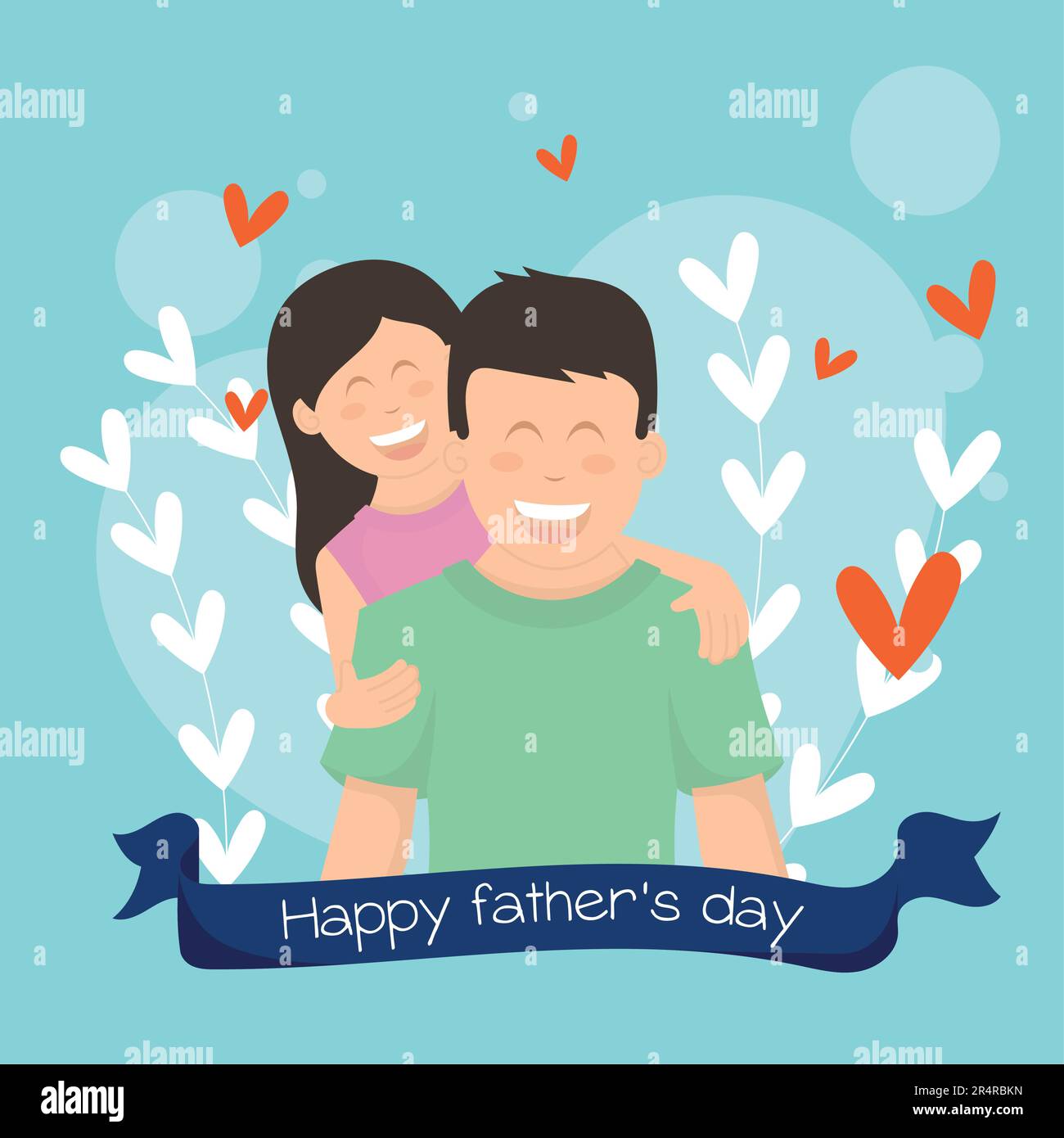 Cute father character being hugged by his daughter Happy father day ...