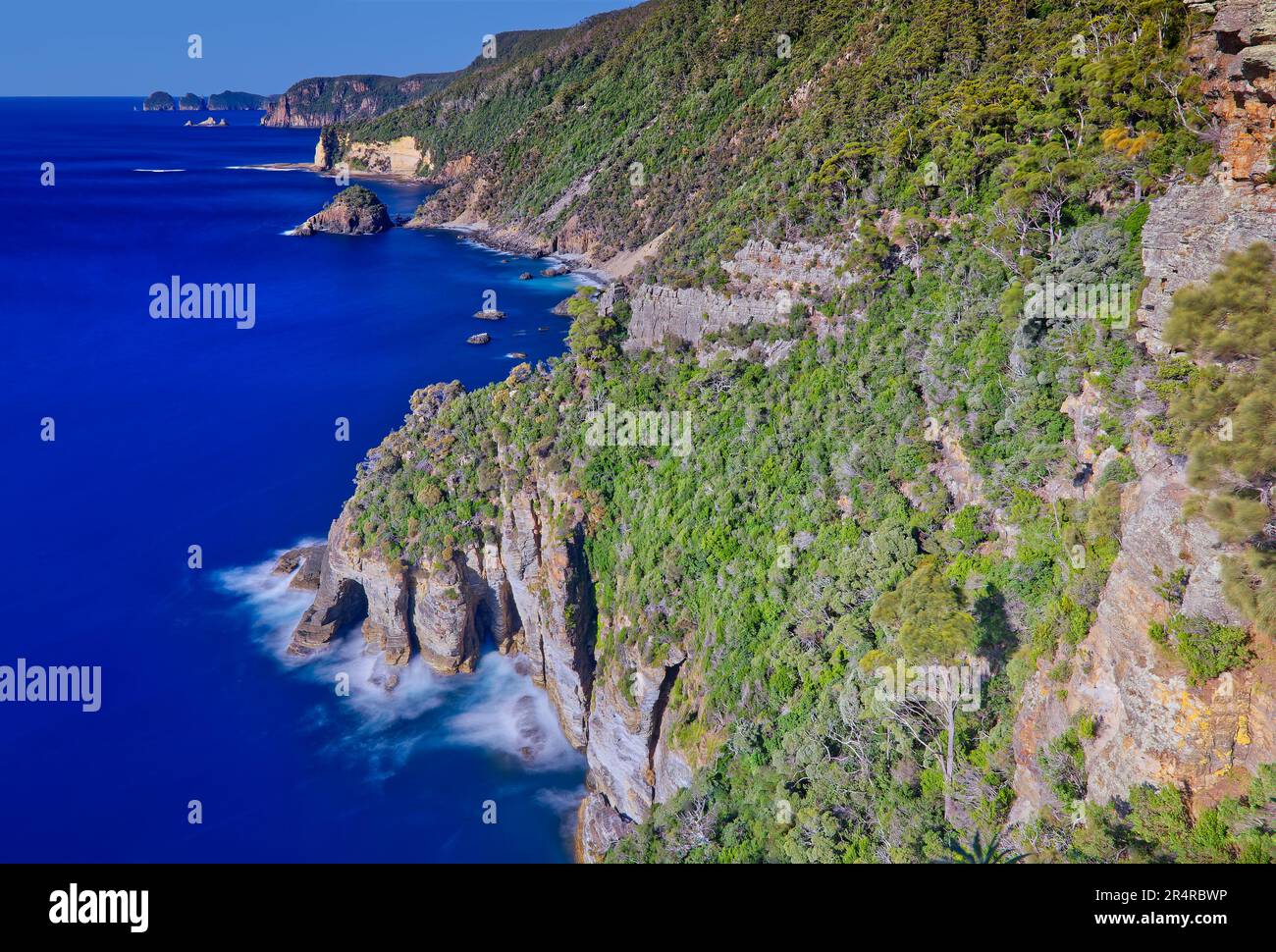 Long exposure of a sea cave under sea cliffs from Waterfall Bay hiking ...
