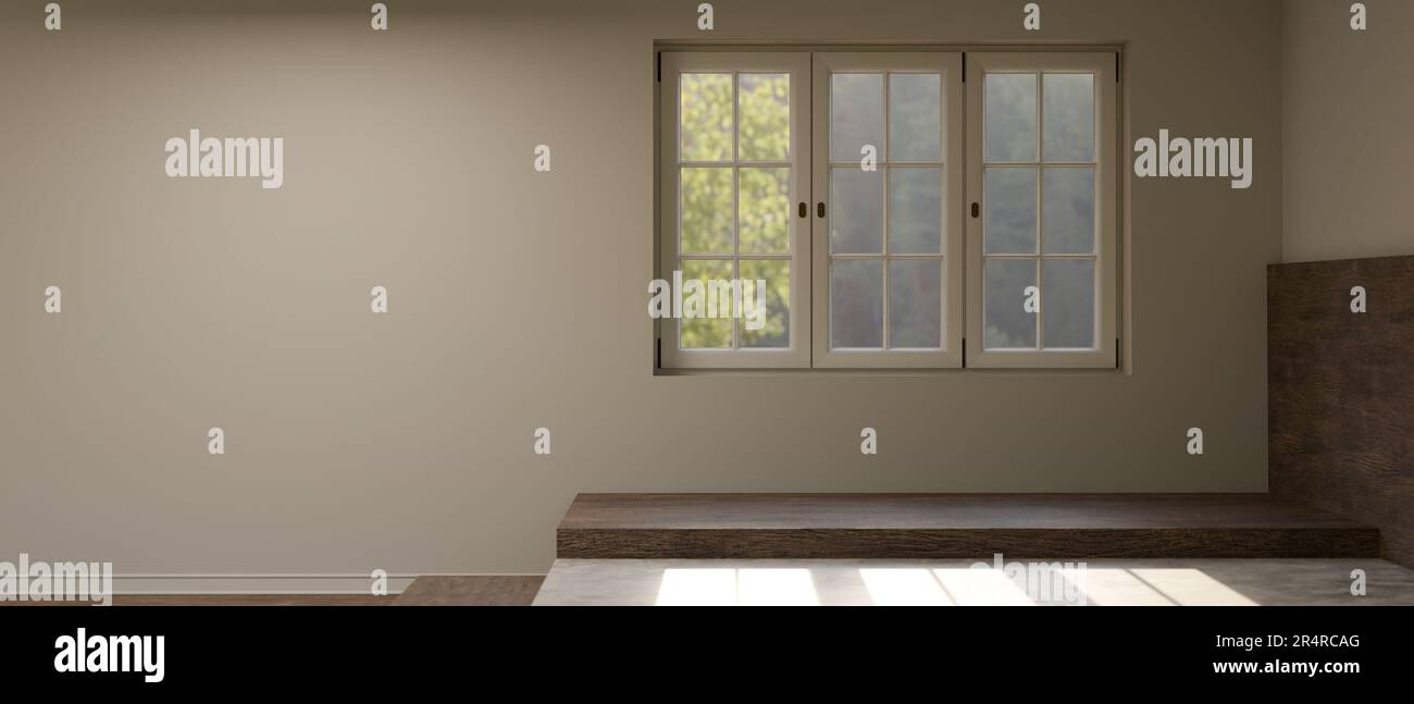 Interior design of minimal modern empty room with window and empty ...