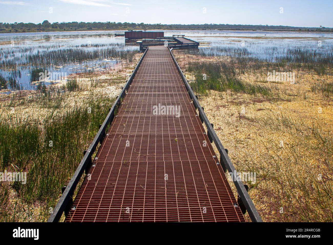 Metal walkway at the Tae Rak Agricultural Centre on Lake Condah, part ...