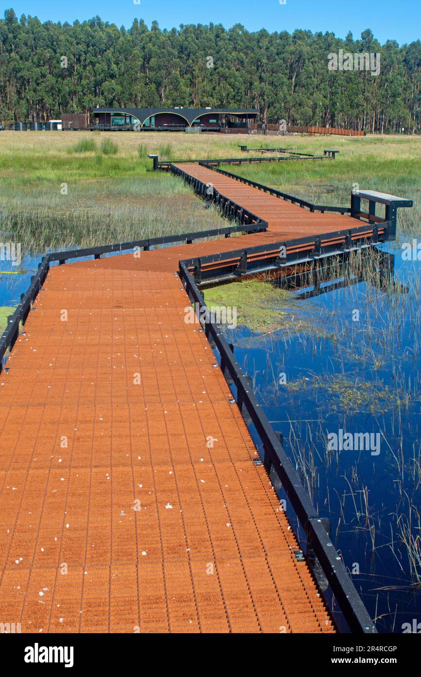 Metal walkway at the Tae Rak Agricultural Centre on Lake Condah, part ...
