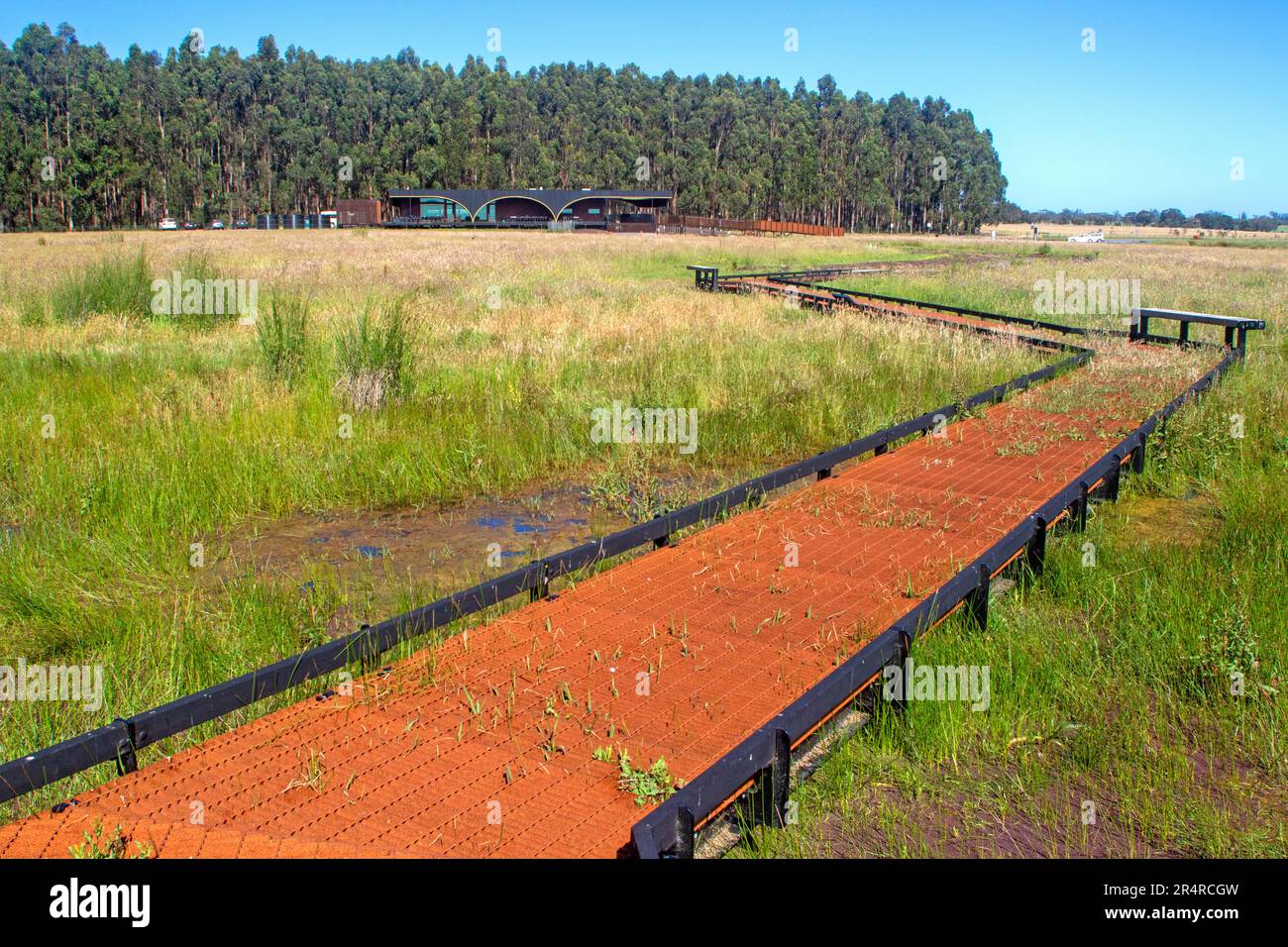Metal walkway at the Tae Rak Agricultural Centre on Lake Condah, part ...