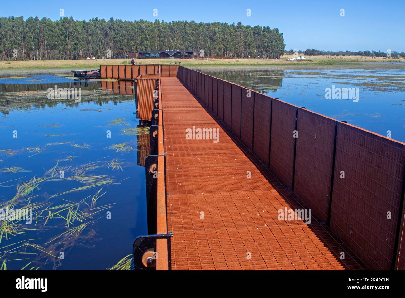 Metal walkway at the Tae Rak Agricultural Centre on Lake Condah, part ...