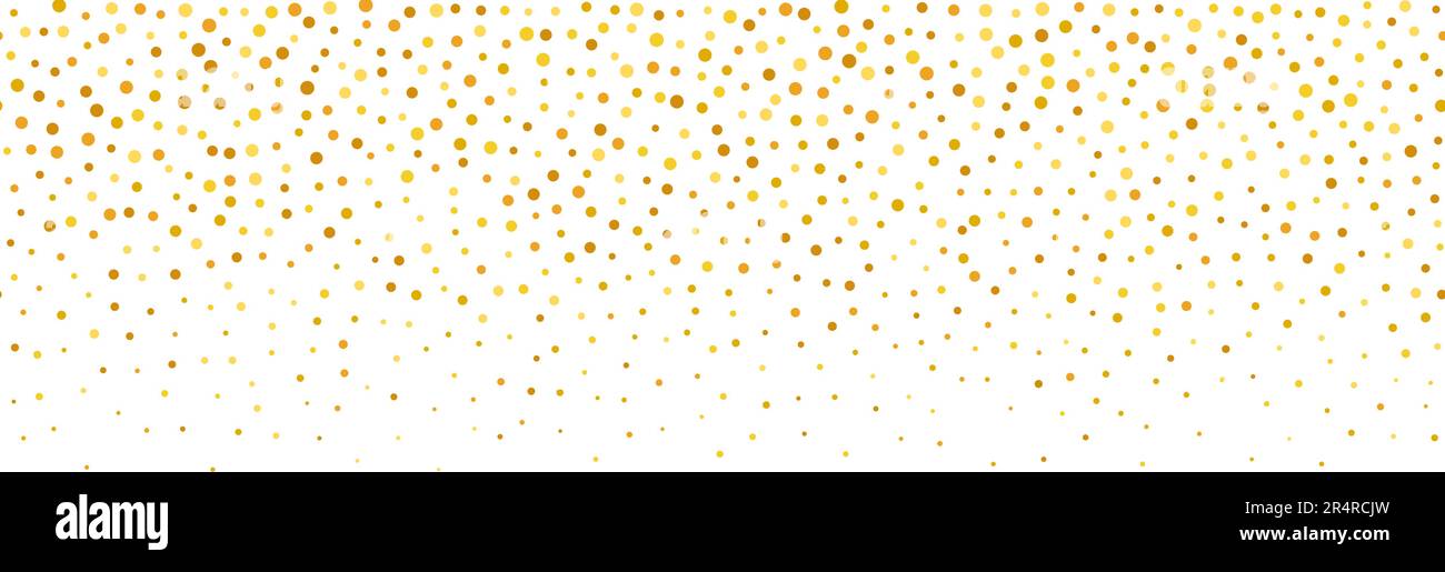 Golden falling confetti background. Repeating gold glitter pattern. Yellow, orange dots ...