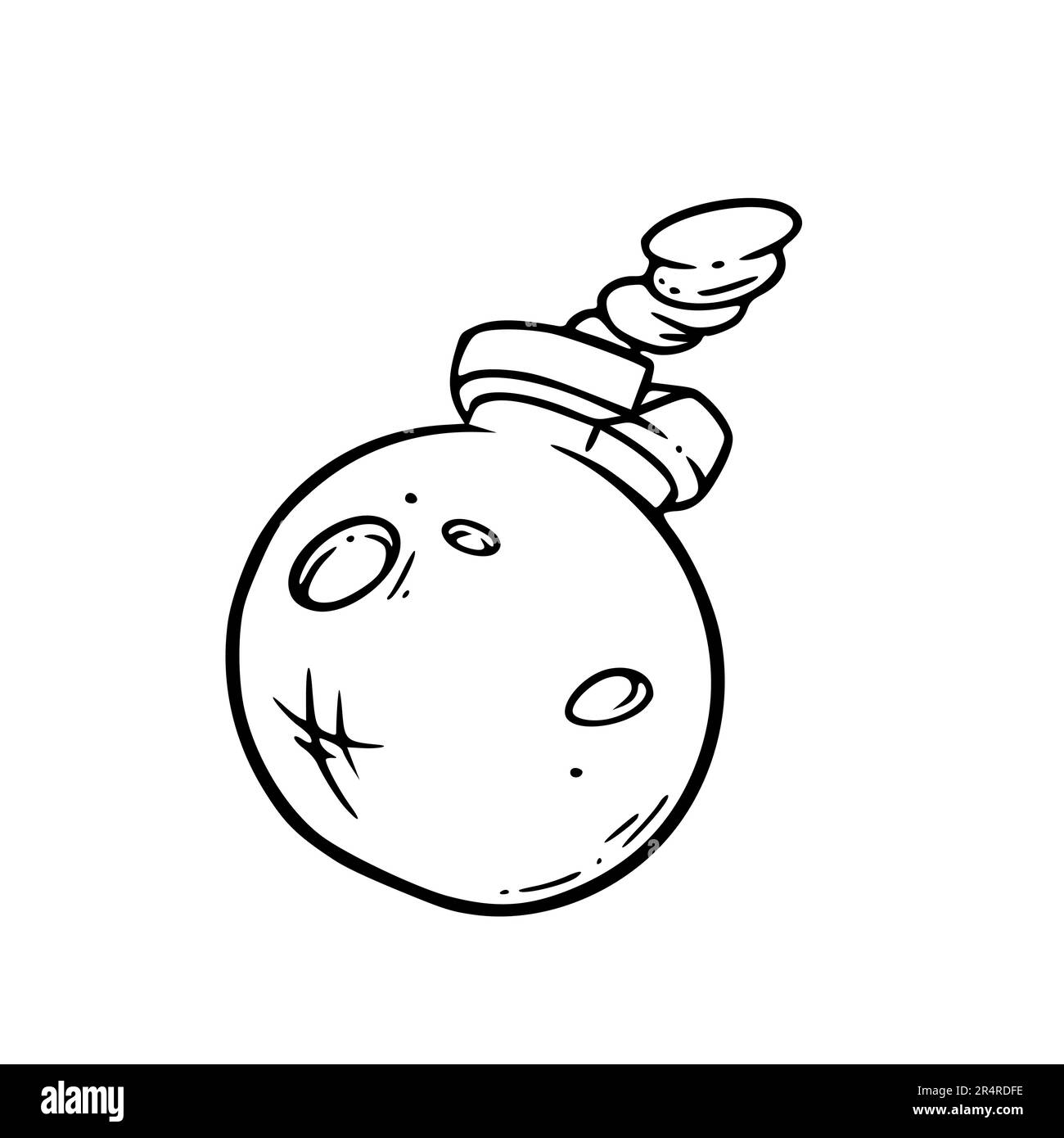 Cartoon cannon bomb exploading. Sketch pirate bomb for games. Vector ...